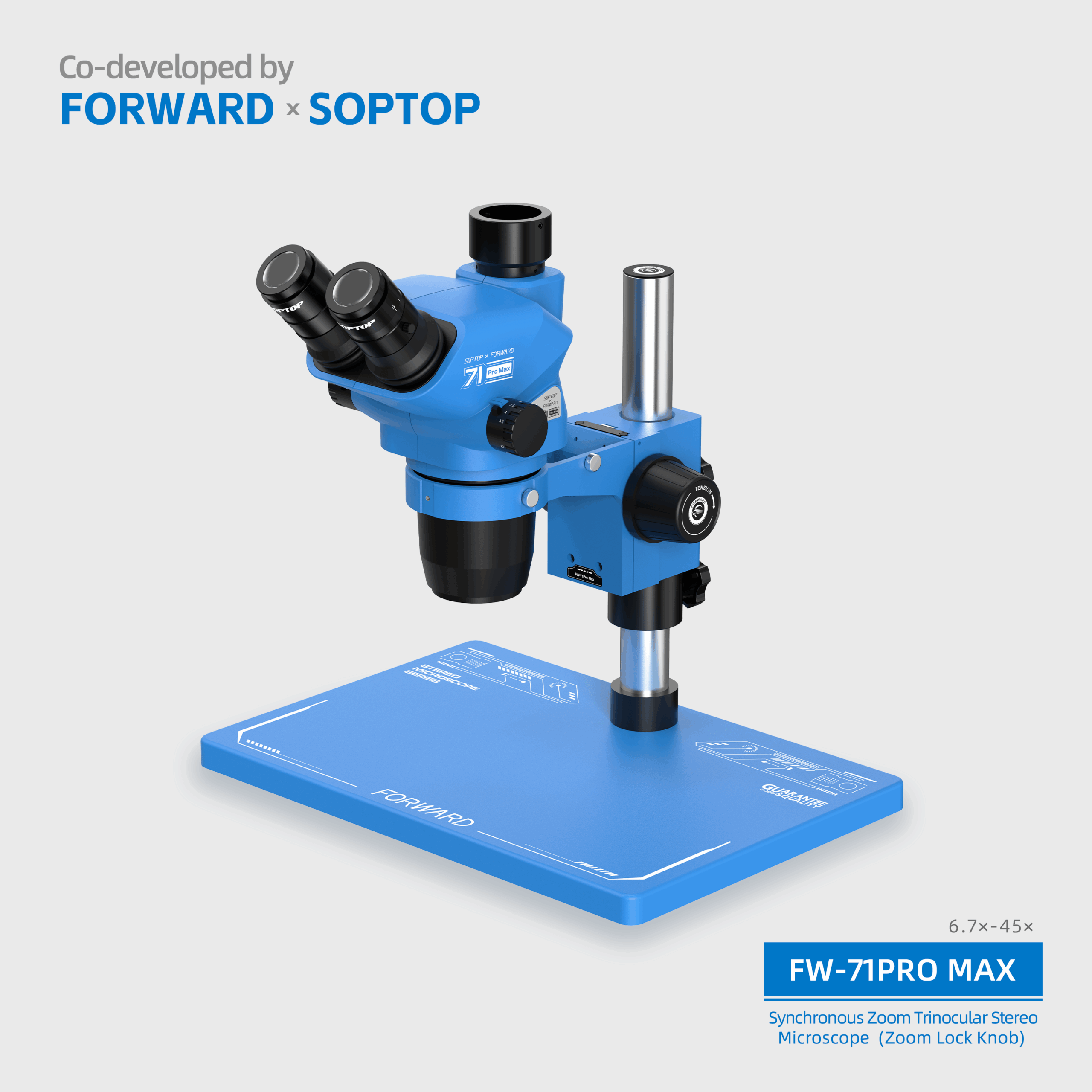 FW-71Pro Max Synchronous Zoom Trinocular Stereo Microscope (Zoom Lock ...
